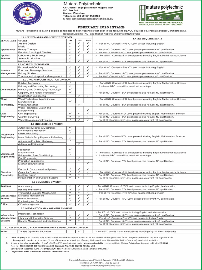 Mutare Poly February 2026 Intake (3) | PDF