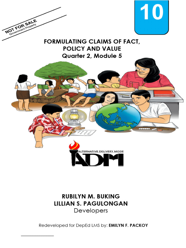 Eng10 Q2 Mod5 Formulating Claims of Fact Policy and Value 1 | PDF