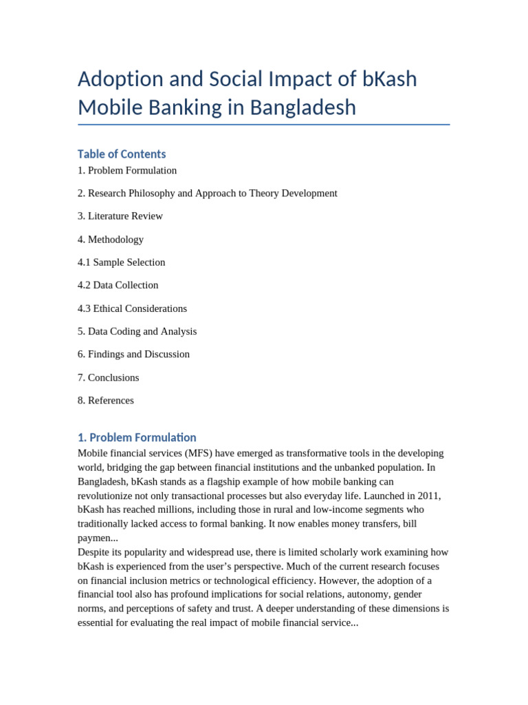 Expanded BKash Project Report | PDF | Qualitative Research | Methodology