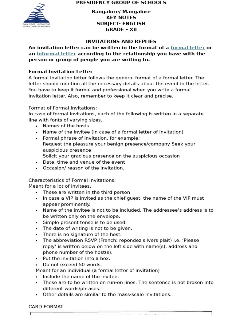 Invitations and Replies | PDF