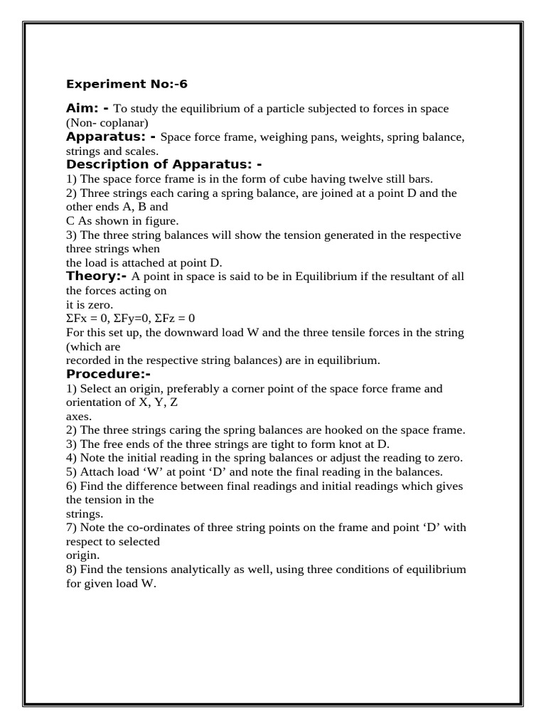 EXPT NO 6 Space Force | PDF | Force | Tension (Physics)