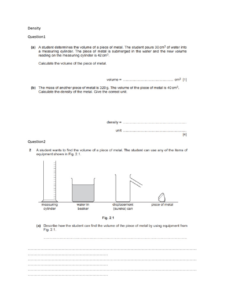 Density Mass and Volume Latest | PDF | Density | Volume