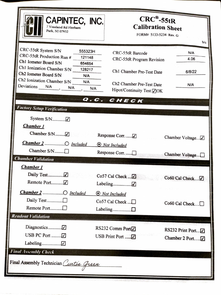 CRC-55tR System Calibration Summary | PDF | Electrical Engineering ...