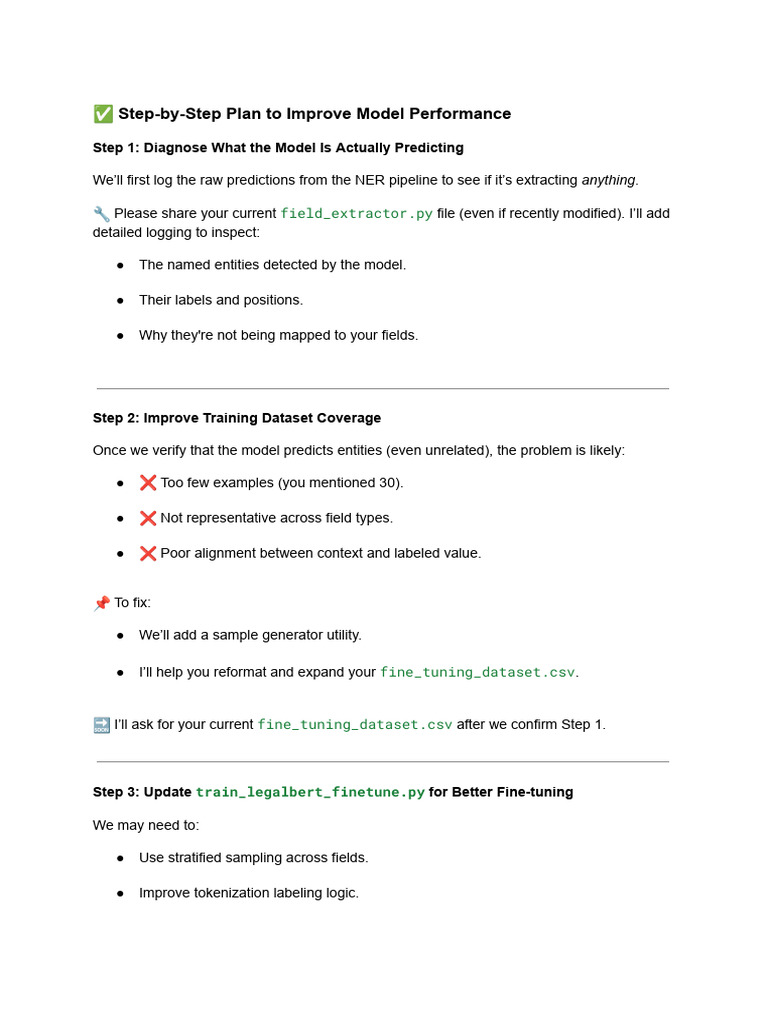 Step-by-Step Plan To Improve Model Performance | PDF