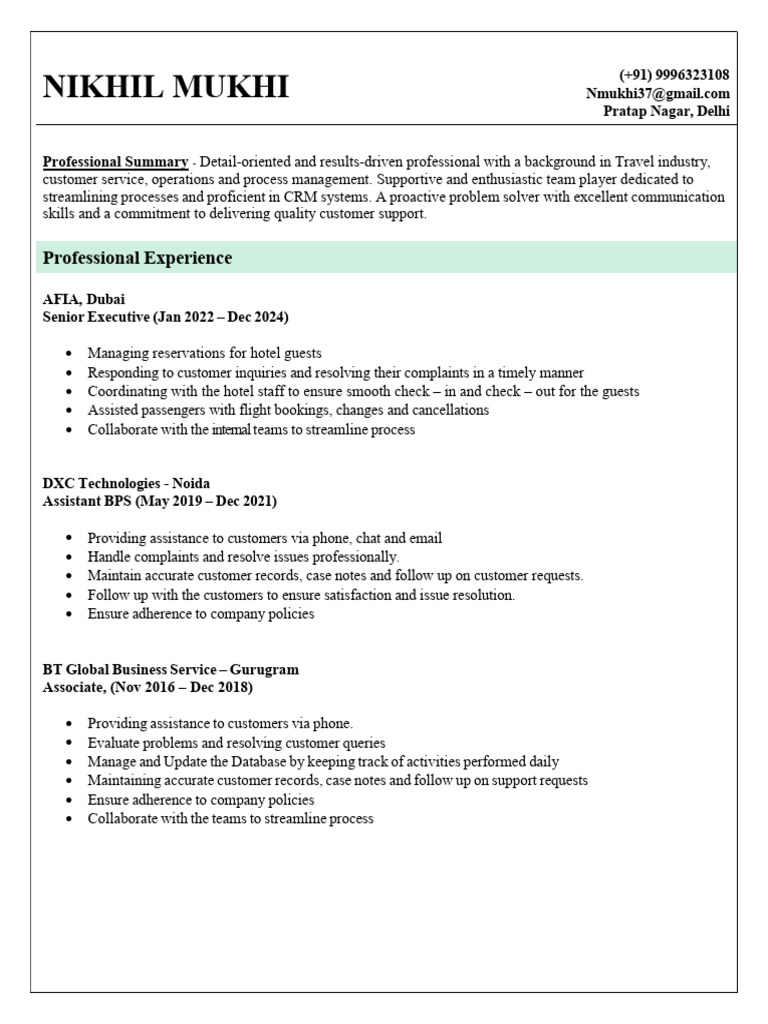 Resume (Nikhil Mukhi) | PDF | Customer Relationship Management | Business