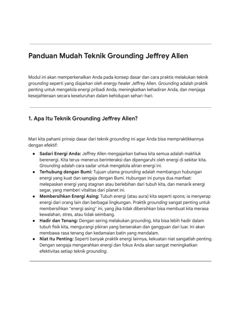 Teknik Grounding Jeffrey Allen: Panduan Praktis | PDF