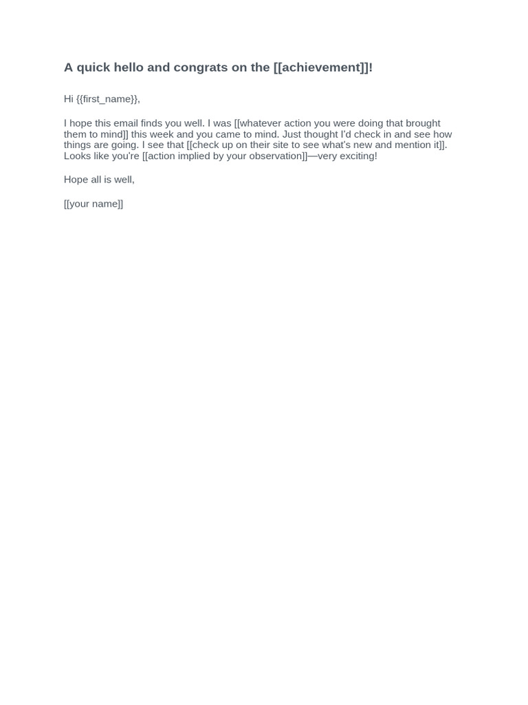 Personalized Check-In Email Template | PDF