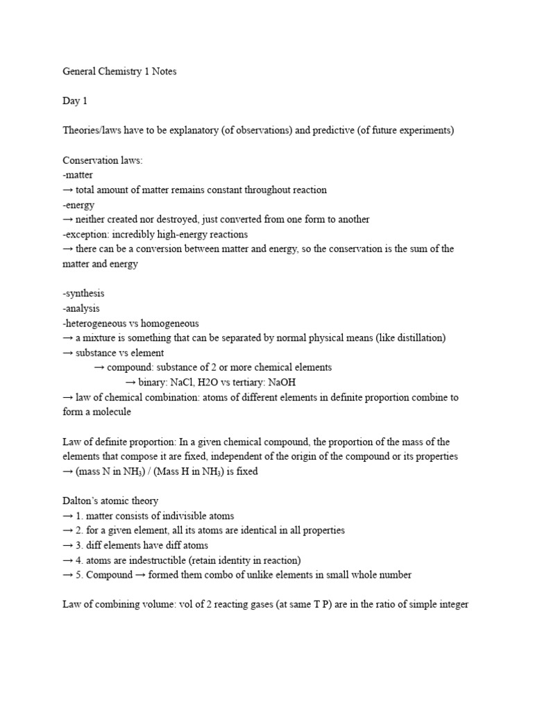 General Chemistry 1 Notes | PDF | Chemical Bond | Covalent Bond