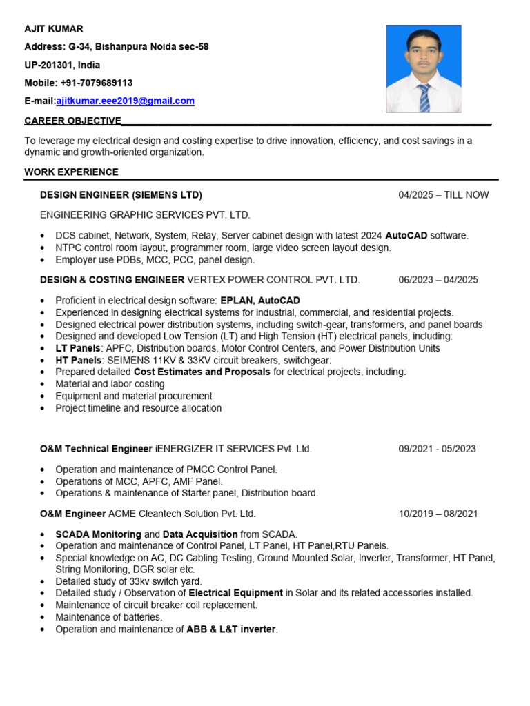 CV Ajit Kumar | PDF | Power Inverter | Electrical Engineering