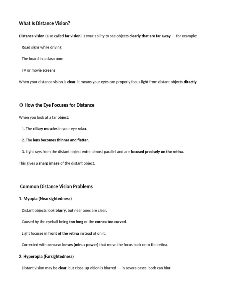 Distance Vision | PDF