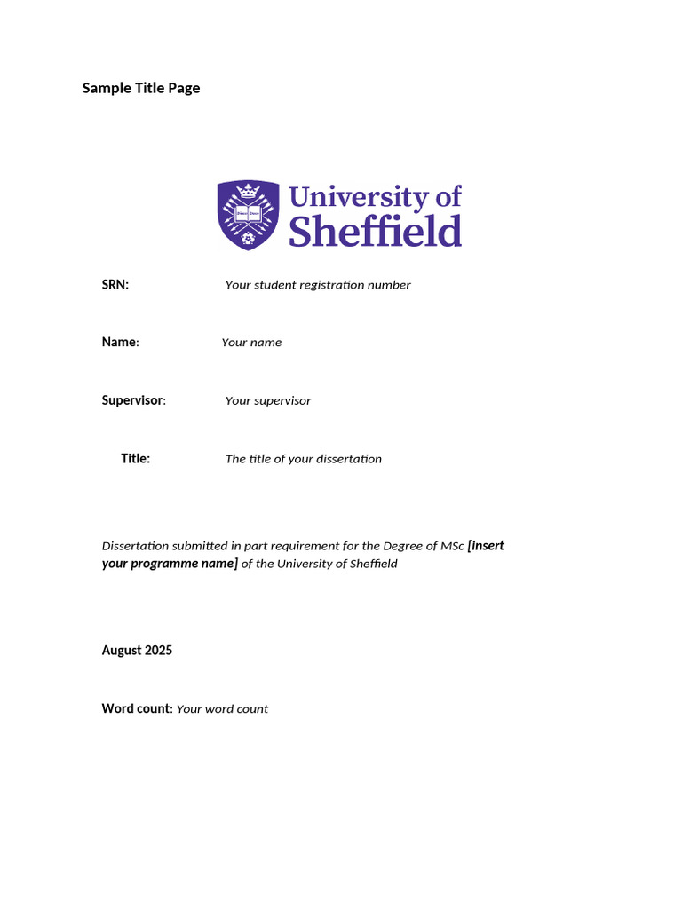 Dissertation Sample Title Page | PDF