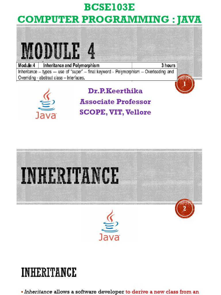 FALLSEM2025-26 VL BCSE103E 00100 ETH 2025-09-08 Module-4 | PDF | Class (Computer Programming ...