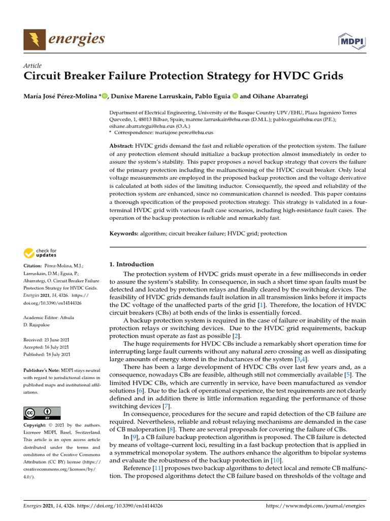 HVDC Circuit Breaker Failure Protection Strategy | PDF | High Voltage ...