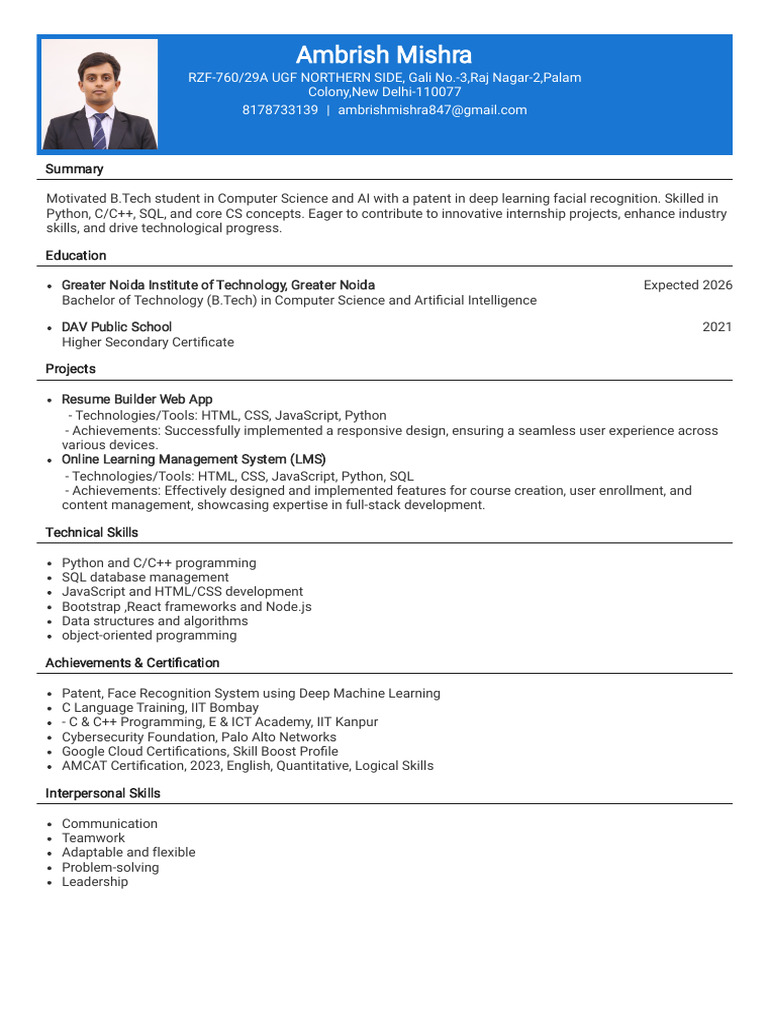 Resume Format3 | PDF