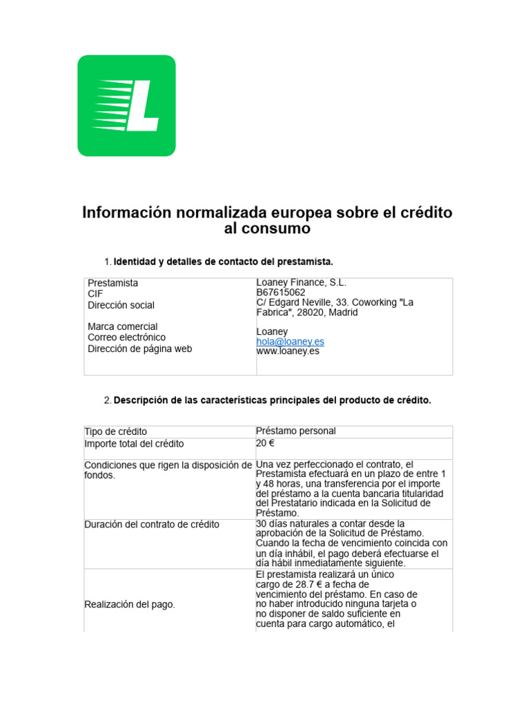 Información sobre Préstamos de Loaney | PDF | Interés | Crédito