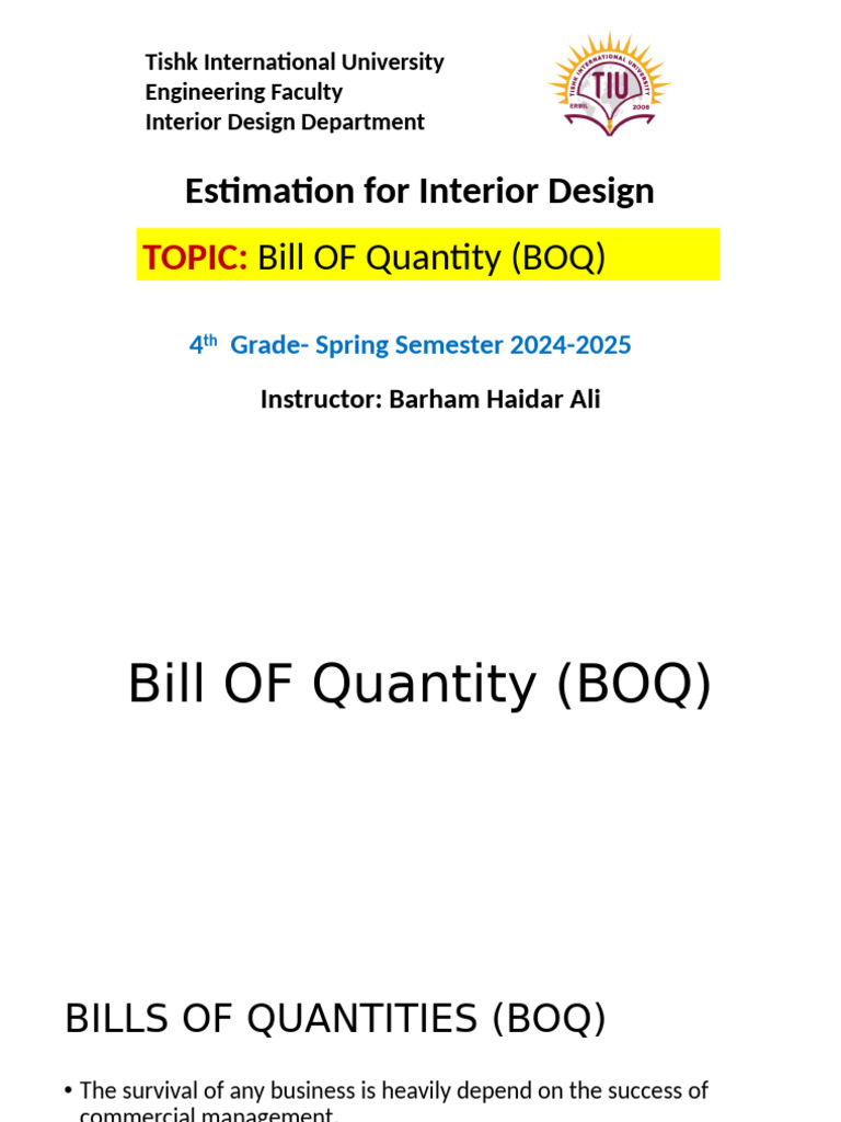 Understanding Bills of Quantities (BOQ) | PDF | Percentage | Cost
