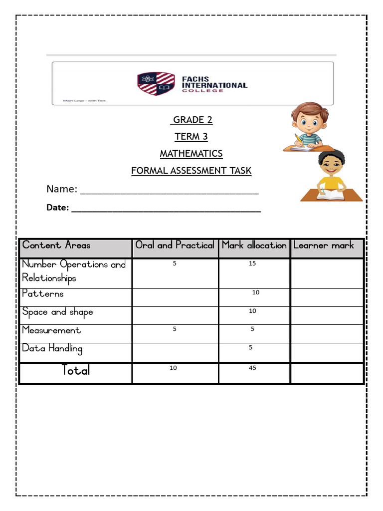 Grade 2 Term 3 Math Assessment | PDF