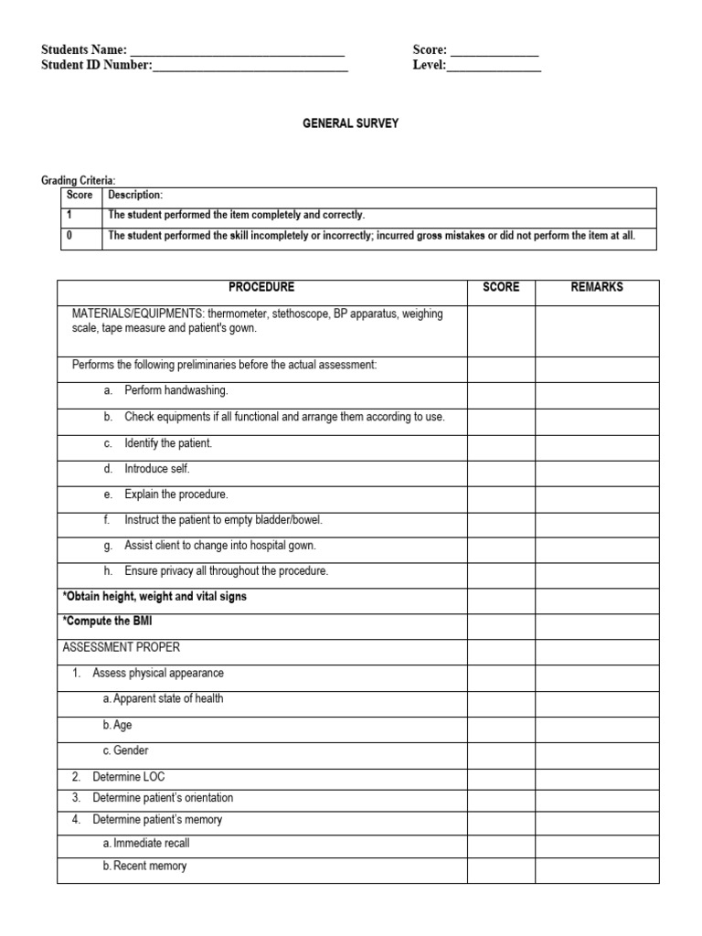 1 - General-Survey Check List 2 | PDF