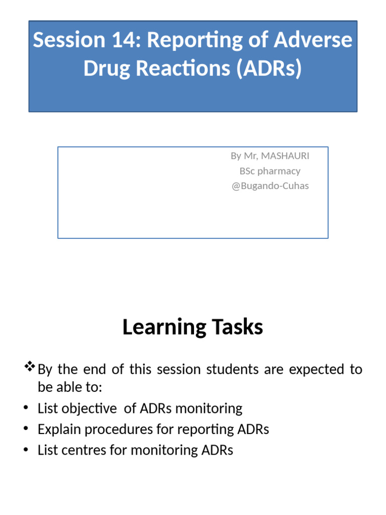Session 14 Reporting of Adverse Drug Reactions | PDF | Hospital ...