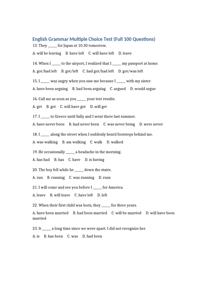 English Grammar Test Full | PDF