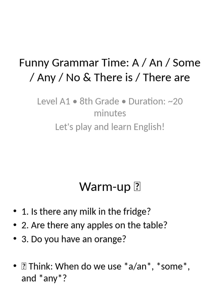 Funny Grammar Time A1 | PDF