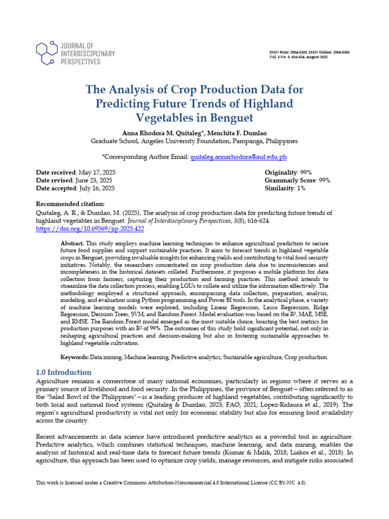 The Analysis of Crop Production Data For Predicting Future Trends of ...