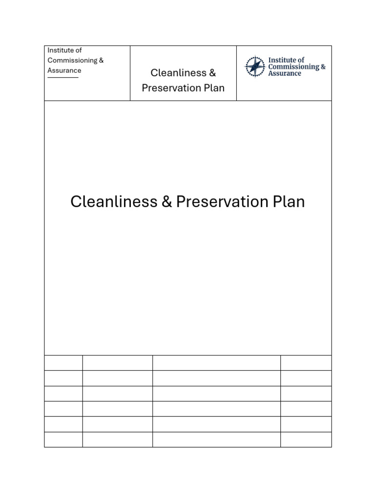 Cleanliness & Preservation Plan Guide | PDF | Risk Management ...