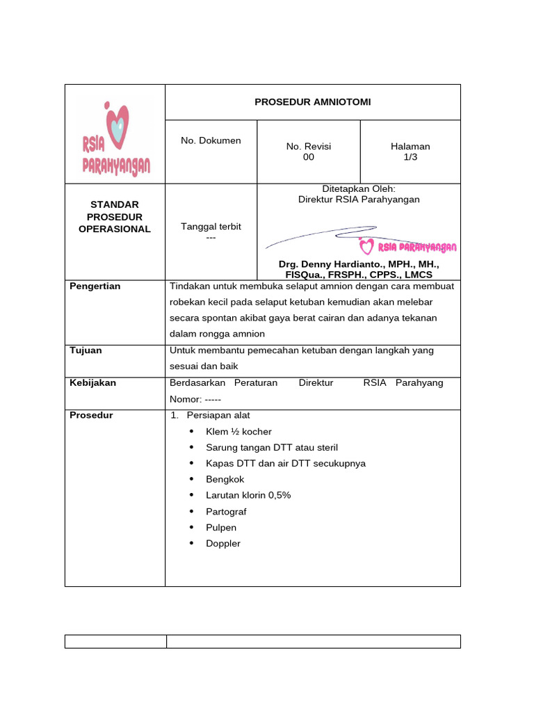3. Spo Prosedur Amniotomi | PDF