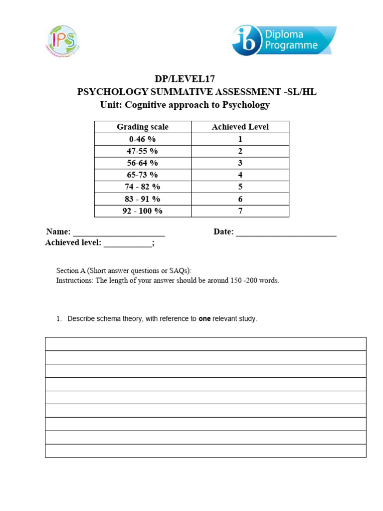Cognitive Approach SL - HL - Summative Assessment | PDF
