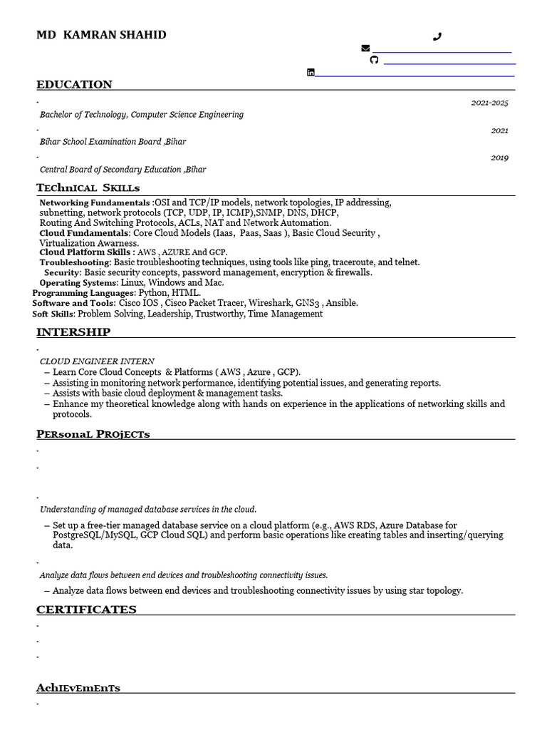 Kamran Resume (1) - Kamran Shahid | PDF | Computer Network | Cloud Computing