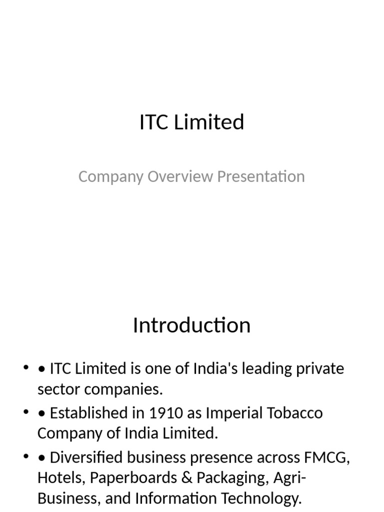 ITC Limited: India's Diversified Conglomerate | PDF