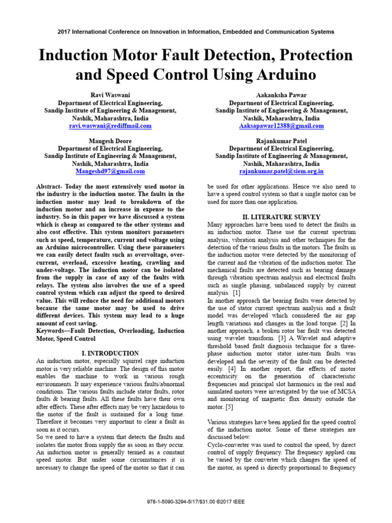 Induction Motor Fault Detection Protection and Speed Control Using ...