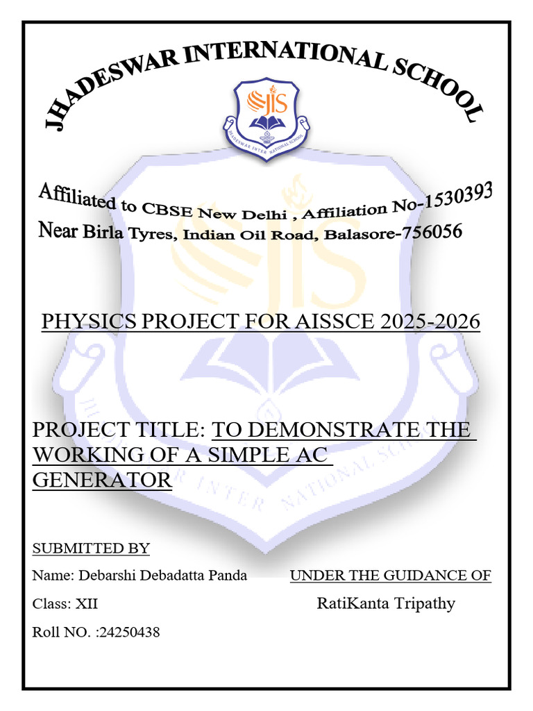 Simple AC Generator Project AISSCE 2025 | PDF