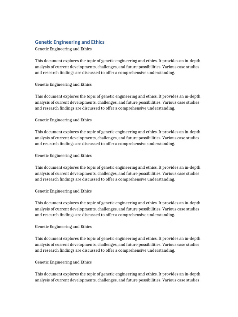 Genetic Engineering and Ethics | PDF | Liberal Arts Education