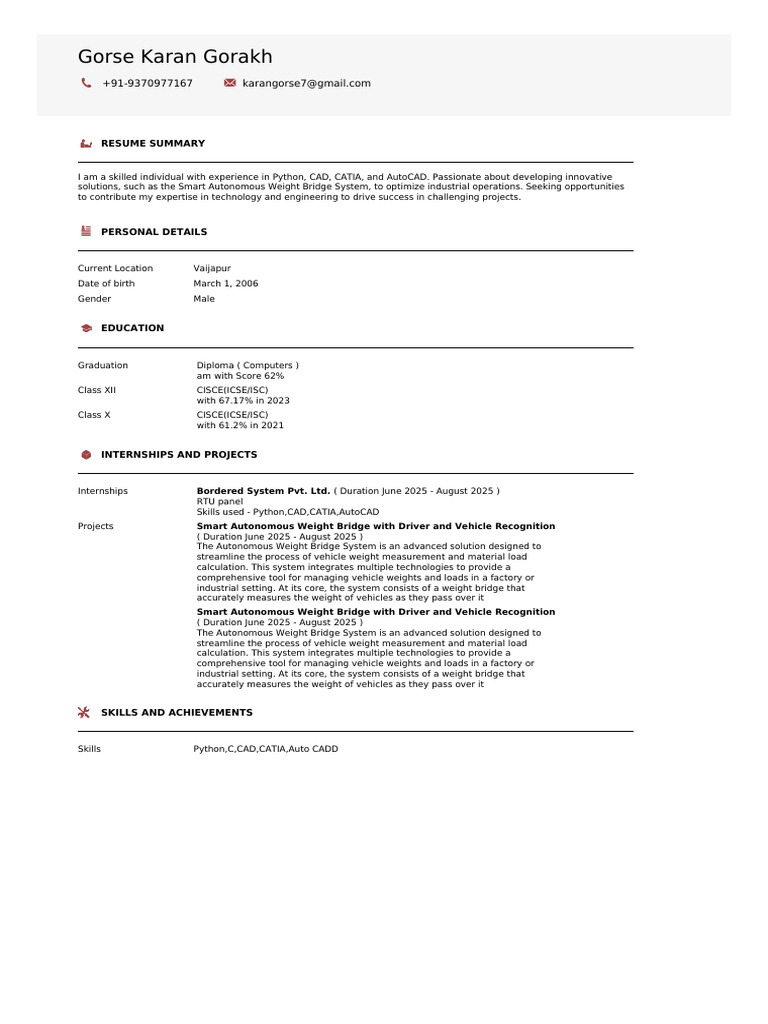 Gorse Karan Gorakh Resume | PDF