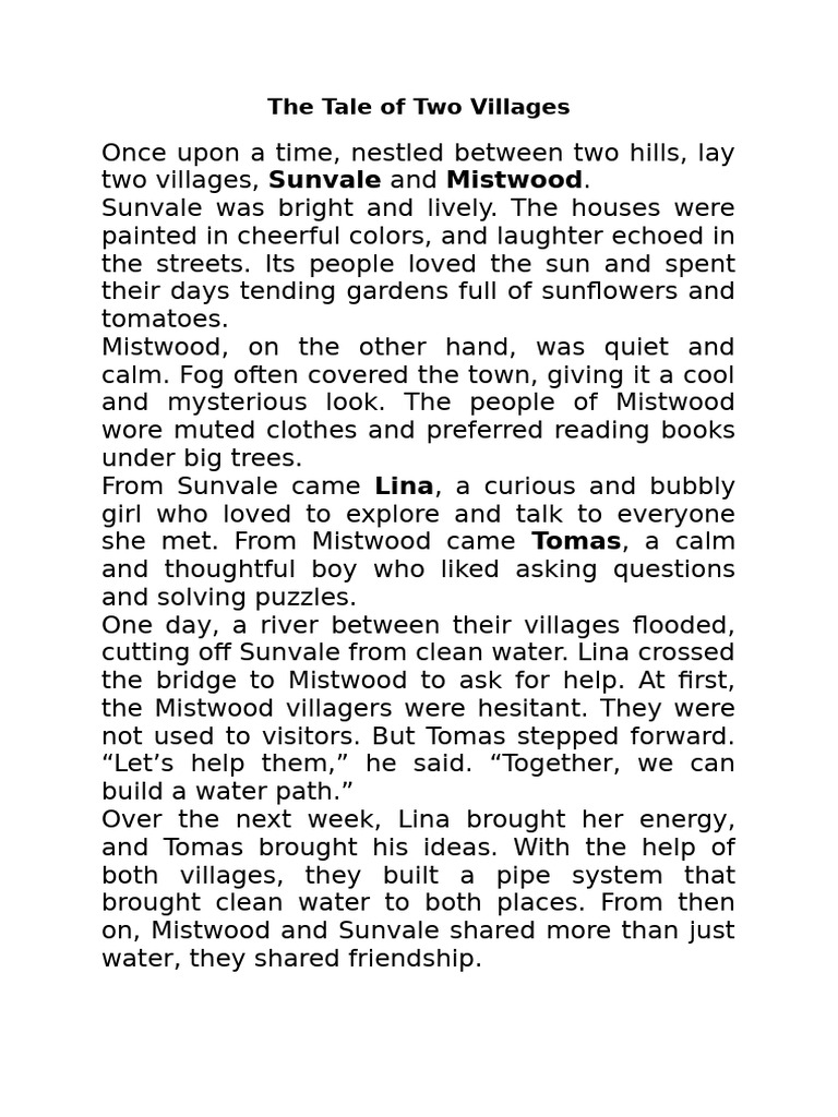 The Tale of Two Villages Peta English 5 q2 WK 1 | PDF