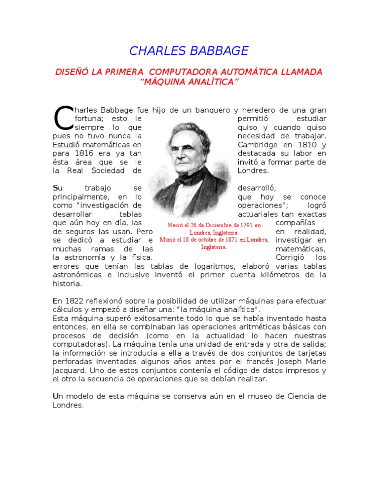 Biografía de Charles Babbage | PDF
