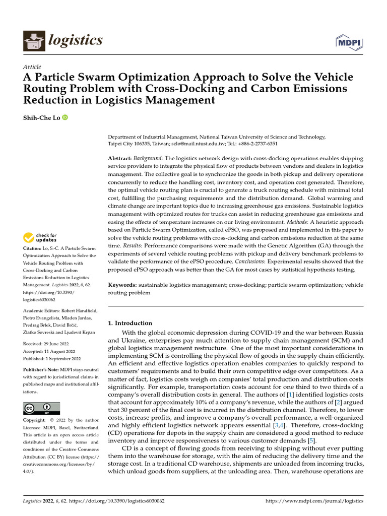 logistics-06-00062-v2 | PDF | Mathematical Optimization | Logistics