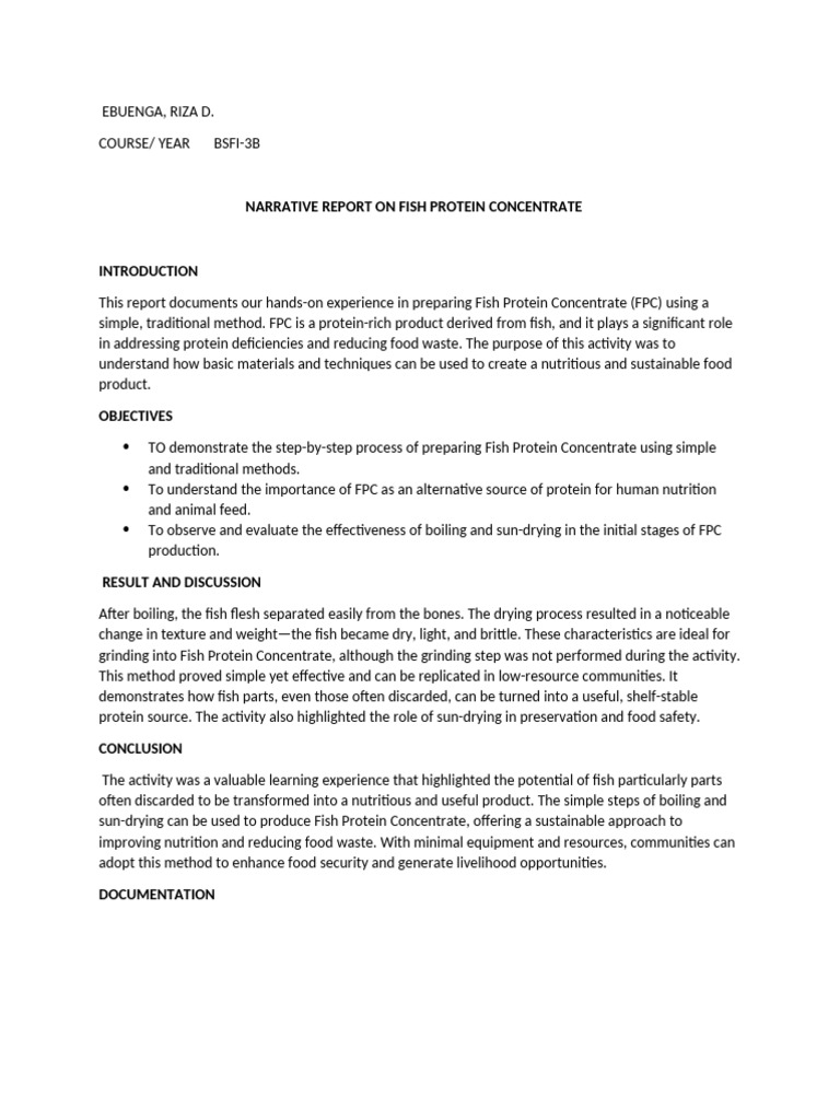 Fish Protein Concentrate Preparation Guide | PDF