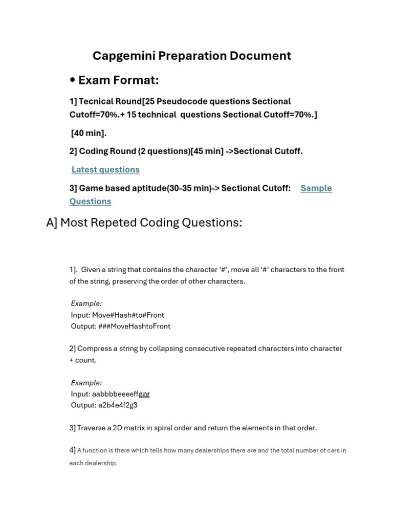 Capgemini Preparation Material | PDF | Cloud Computing | Computer Programming