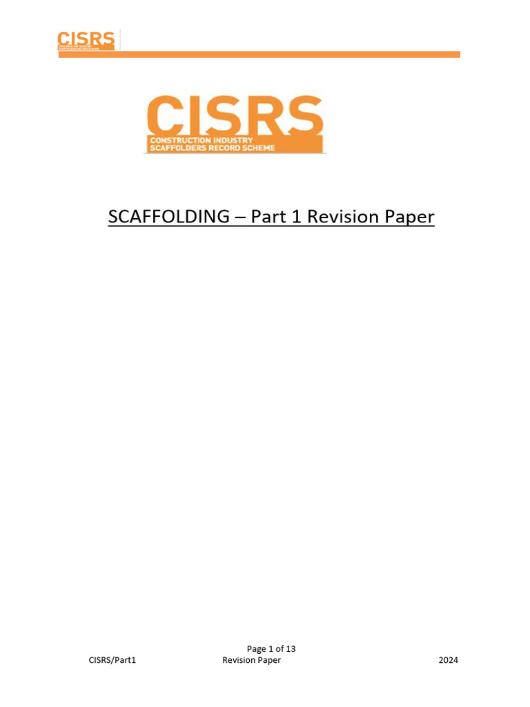 TG20 Scaffolding Part 1 Test Answers | PDF | Scaffolding | Manufactured ...