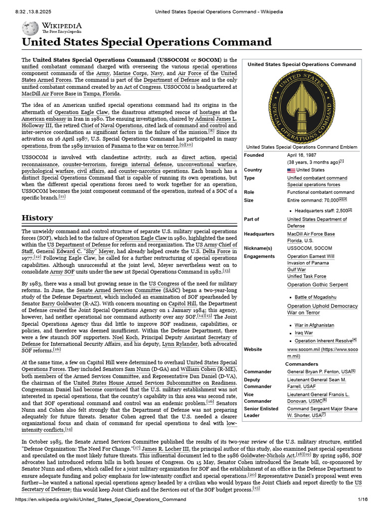 United States Special Operations Command - Wikipedia | PDF | United ...