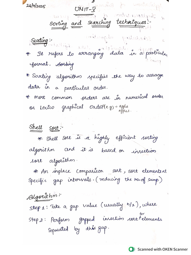 Unit 5 Sorting & Searching | PDF