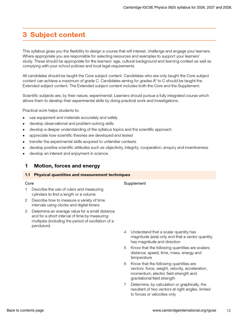Cambridge IGCSE Physics 0625 Syllabus 2026 | PDF | Stars | Sun