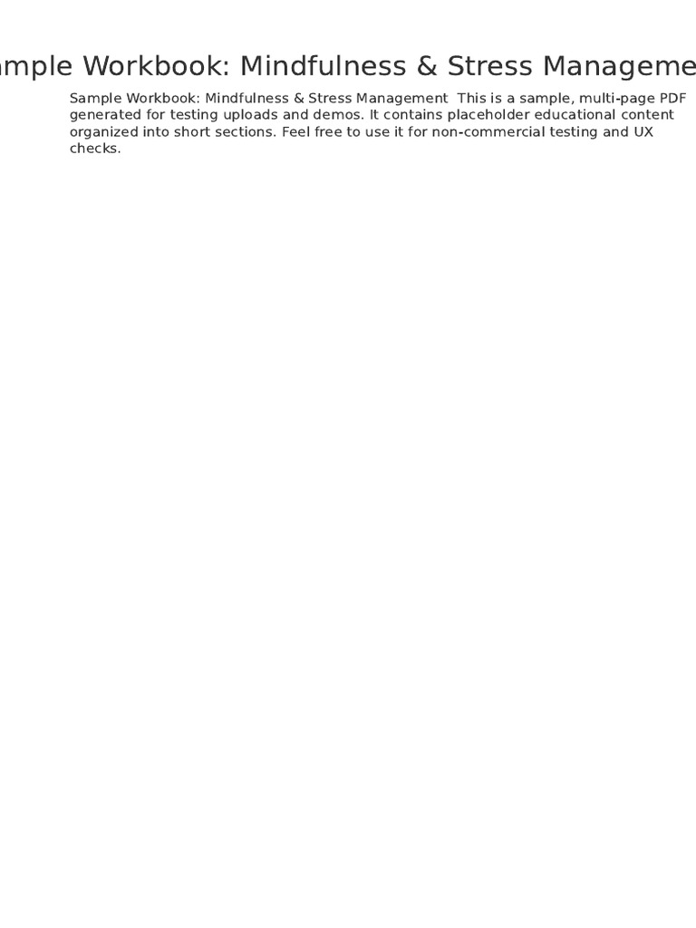 Mindfulness & Stress Management Workbook | PDF | Mindfulness | Concept