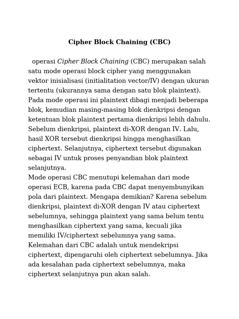 Cipher Block Chaining | PDF