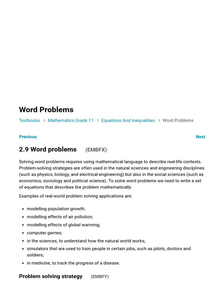 Solving Grade 11 Word Problems in Math | PDF | Mathematics | Variable ...