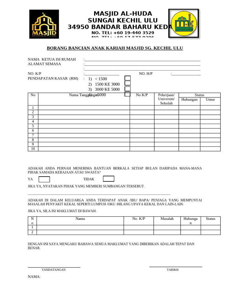 Contoh Borang Banci | PDF