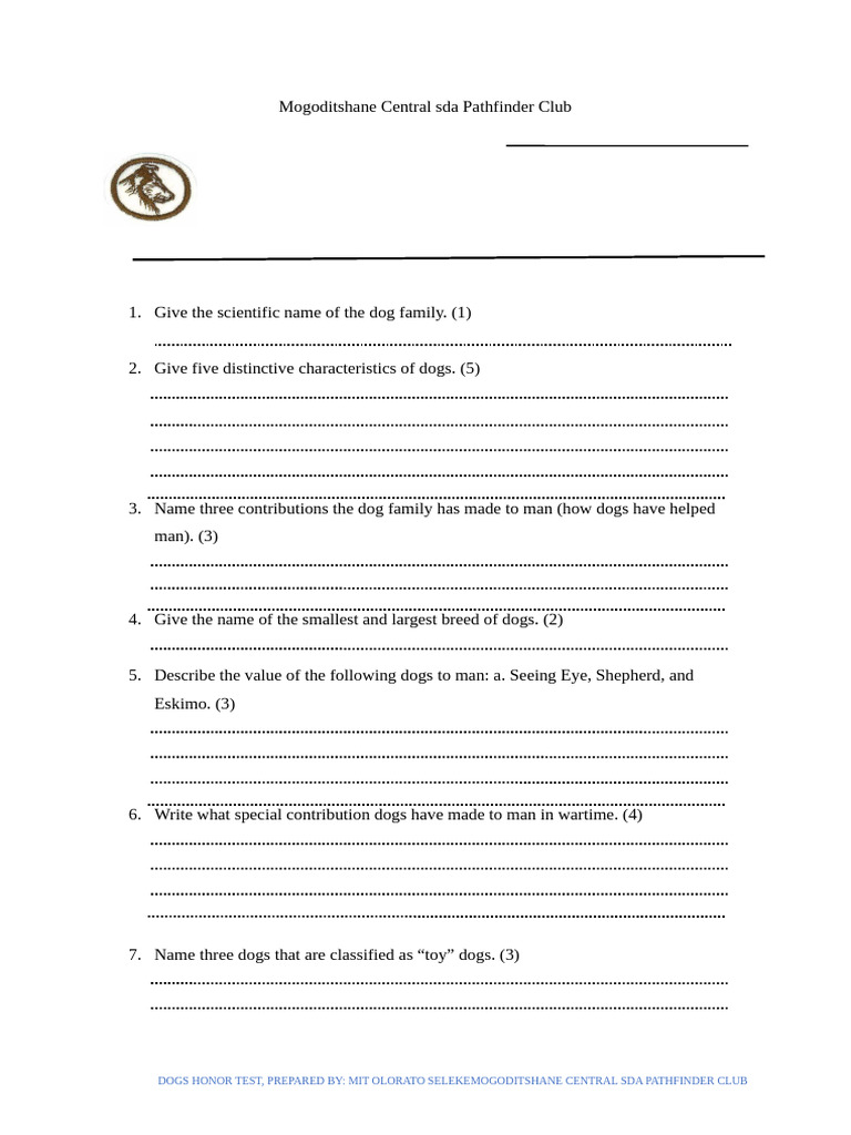 Dogs Honor Test | PDF