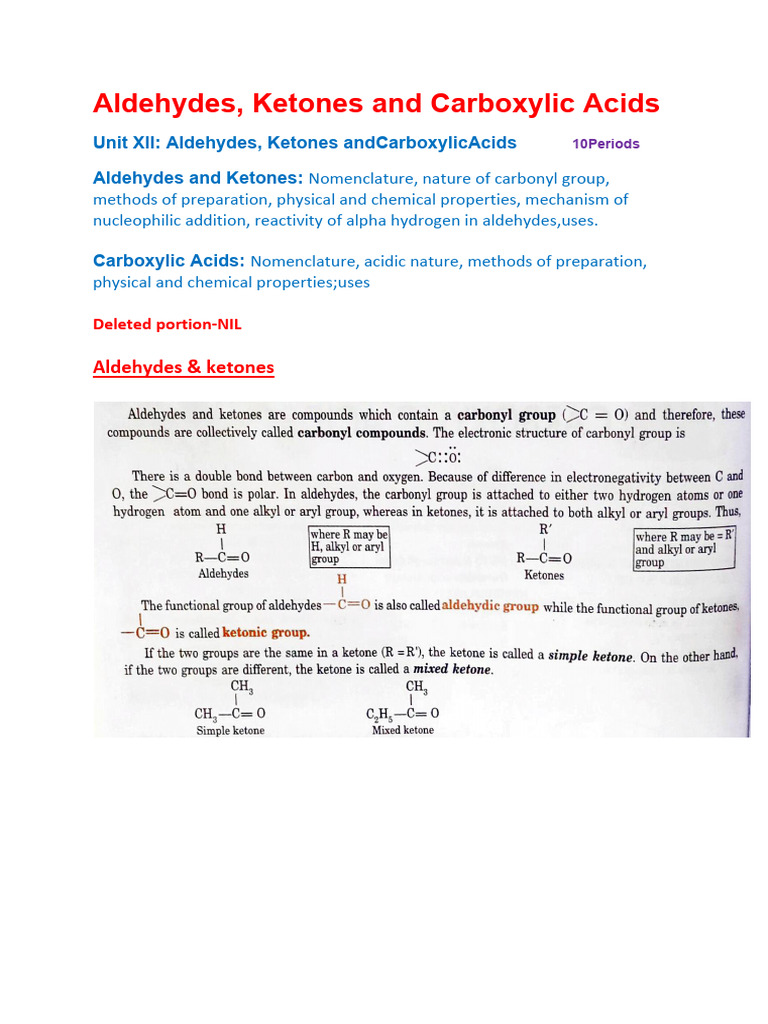 1.Aldehydes & Ketones-1 | PDF | Aldehyde | Ketone